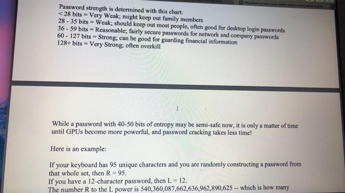 Solved Part 1: Password entropy is a measurement of how | Chegg.com