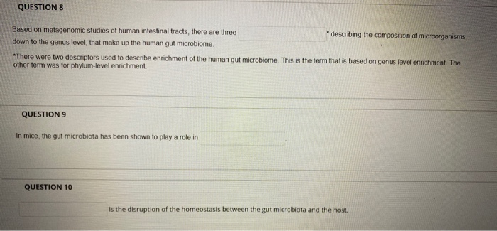 Solved QUESTIONS Based on metagenomic studies of human | Chegg.com