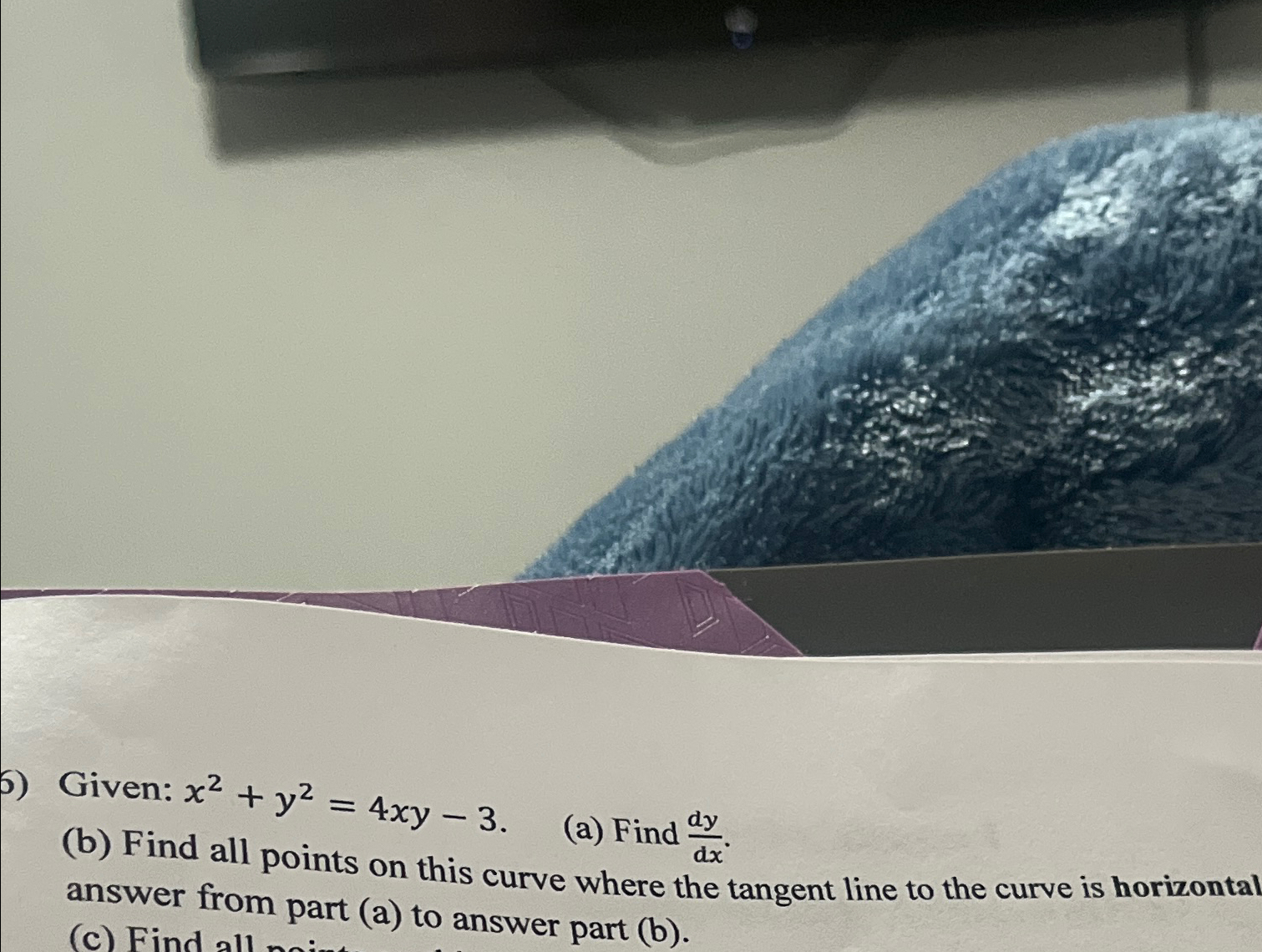 Solved Given: x2+y2=4xy-3. ﻿Find all points on this curve | Chegg.com