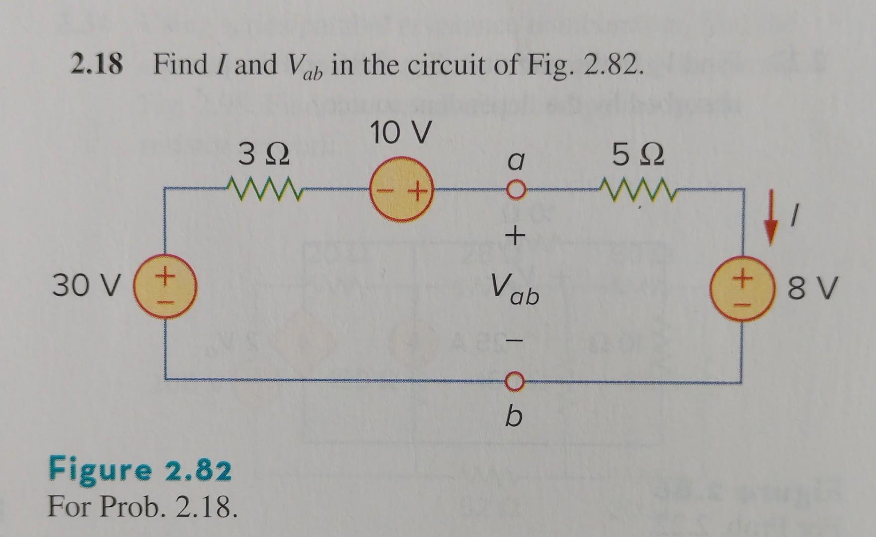 Solved 2.18 Find I and Vab in the circuit of Fig. 2.82. | Chegg.com
