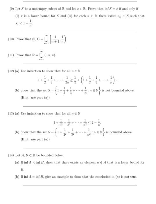 Solved (9) Let S be a nonempty subset of R and let x∈R. | Chegg.com