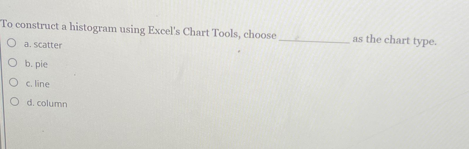 Solved To construct a histogram using Excel's Chart Tools, | Chegg.com