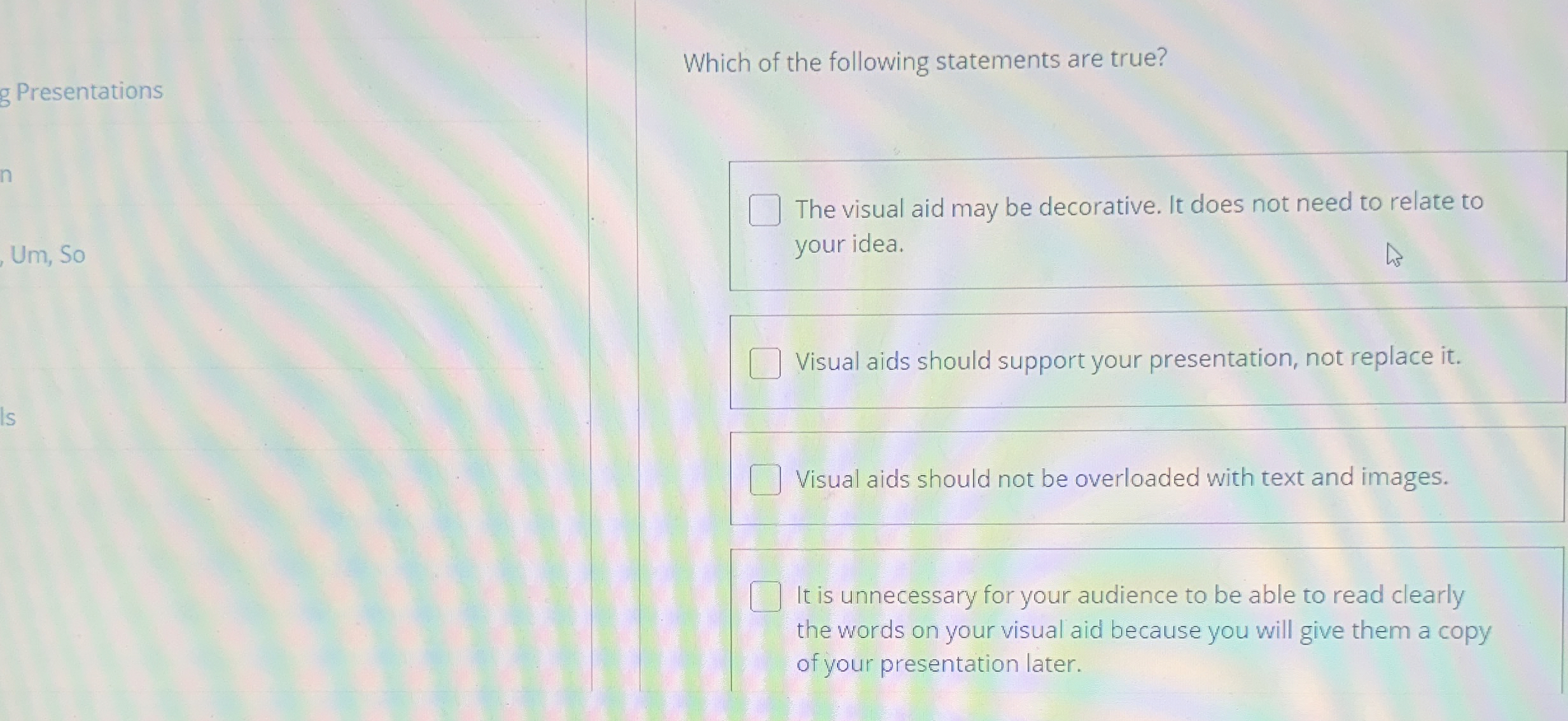 Solved Which of the following statements are true?The visual | Chegg.com