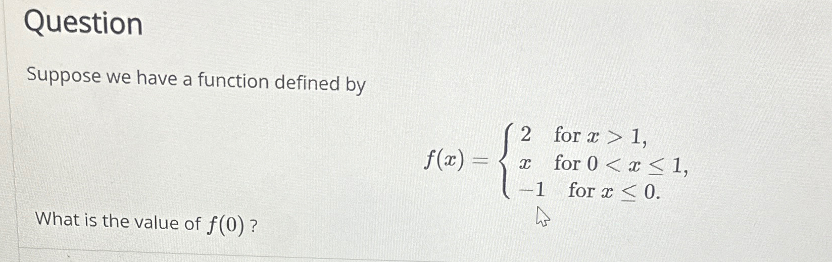 Solved QuestionSuppose we have a function defined byf(0) | Chegg.com