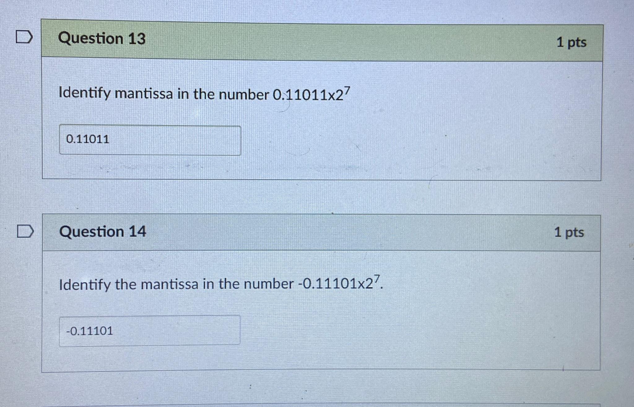 Solved Question 131ptsIdentify mantissa in the number | Chegg.com
