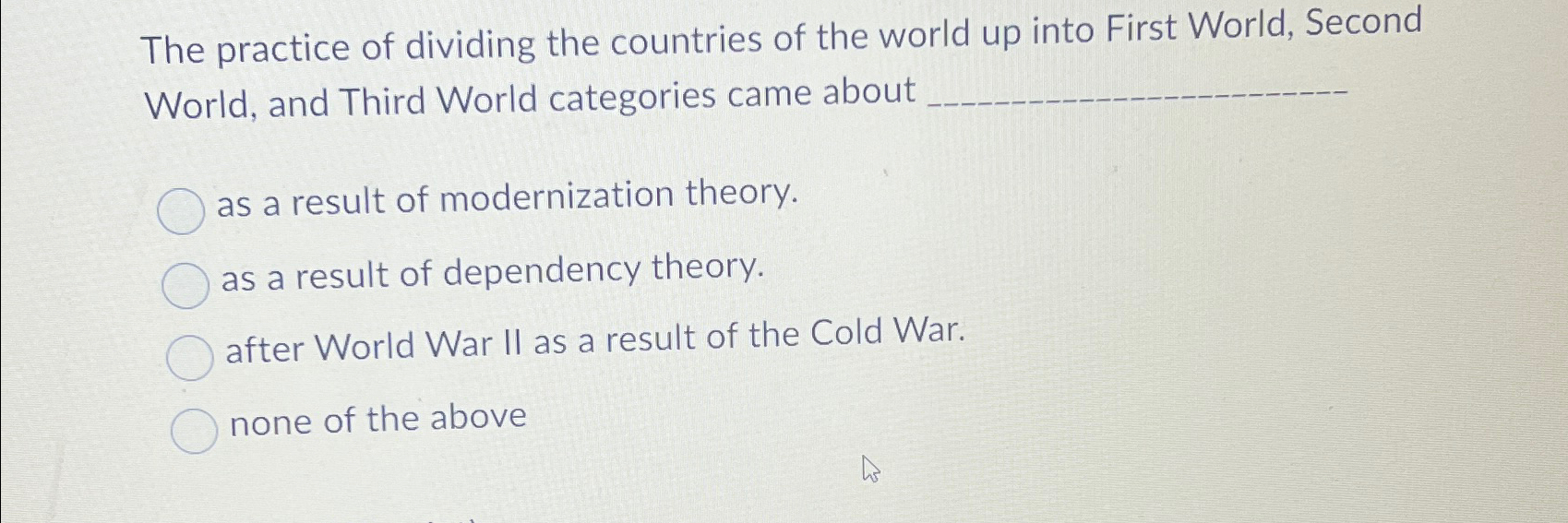 Solved The practice of dividing the countries of the world | Chegg.com