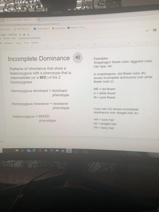 Solved 47100 Incomplete Dominance) Examples: Snapdragon | Chegg.com