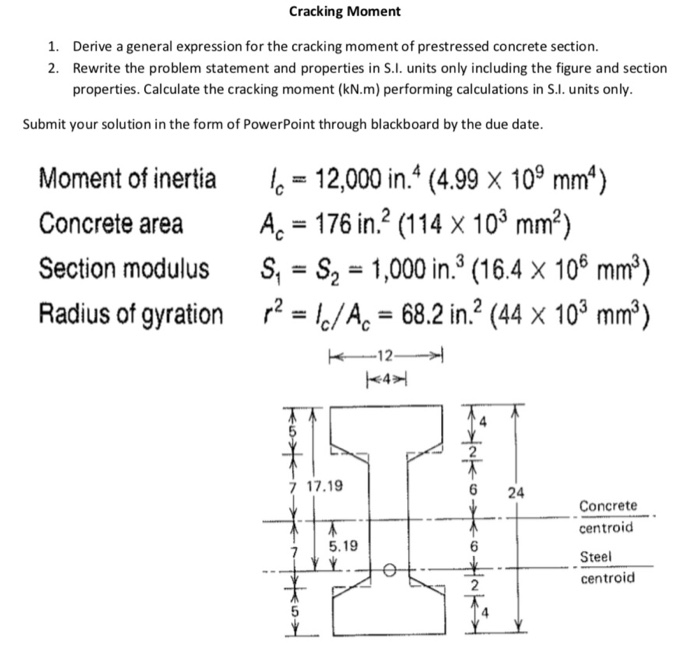 Flexural Capacity of Prestressed Concrete Section | Chegg.com