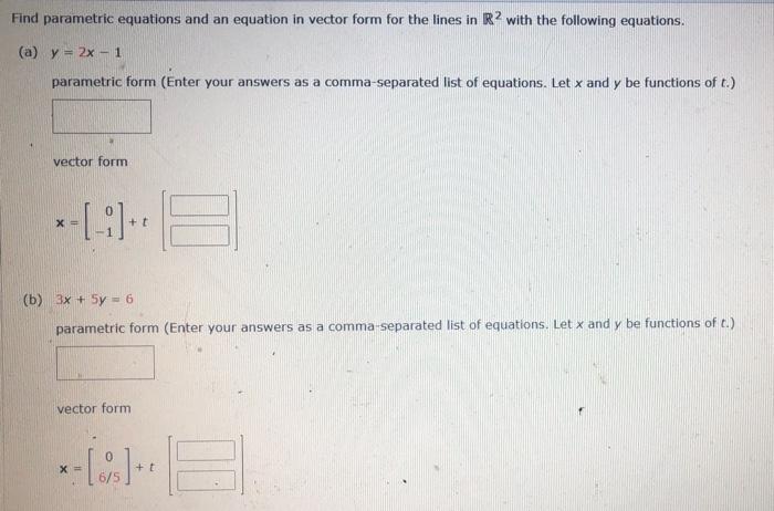 Solved Find parametric equations and an equation in vector | Chegg.com