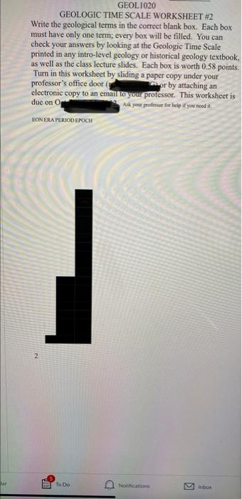 GEOL1020 GEOLOGIC TIME SCALE WORKSHEET #2 Write the | Chegg.com