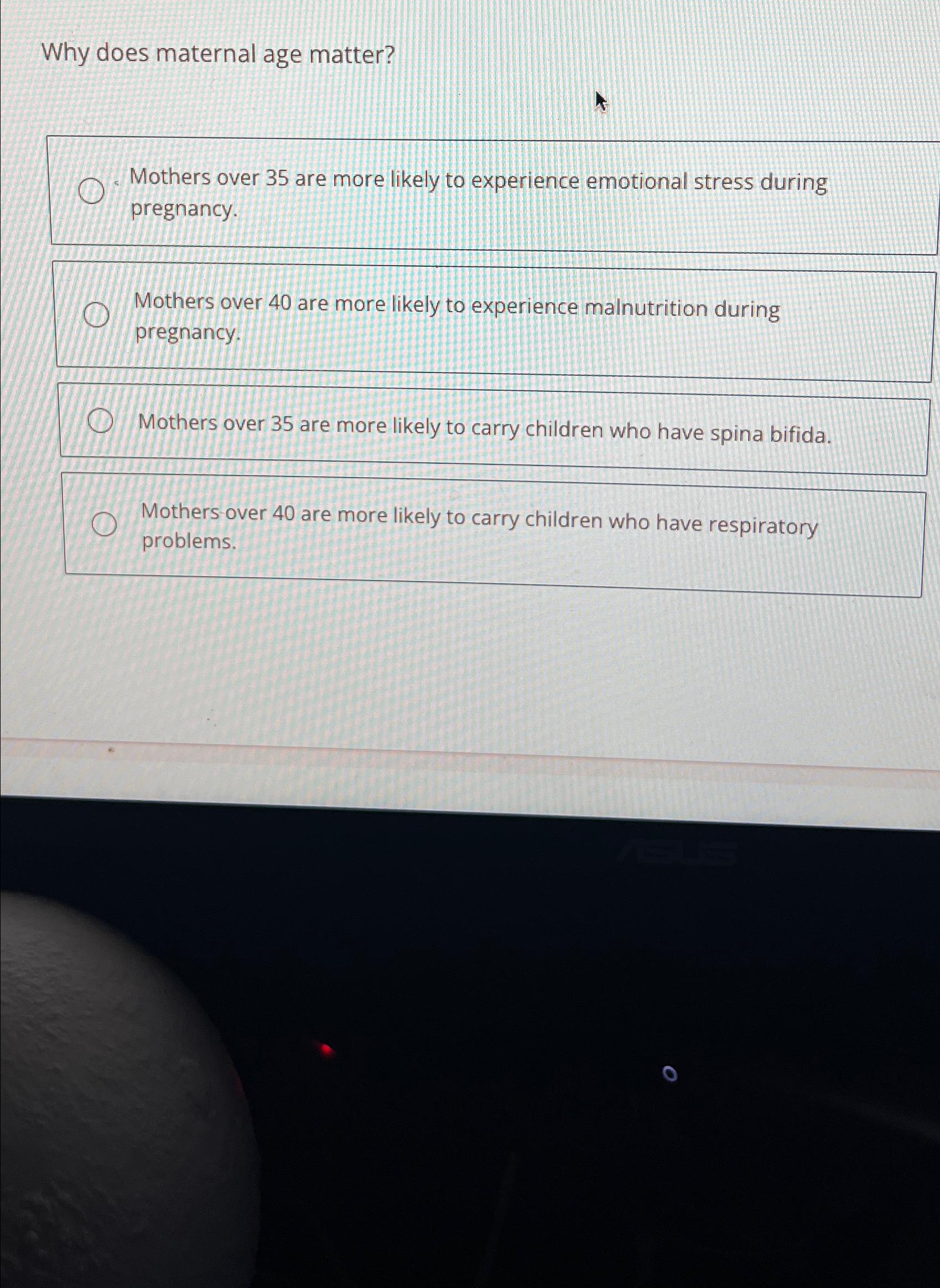 Solved Why does maternal age matter?Mothers over 35 ﻿are | Chegg.com
