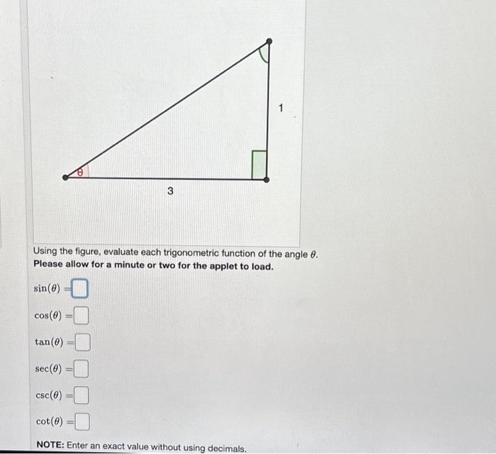 Solved 3 1 Using the figure, evaluate each trigonometric | Chegg.com