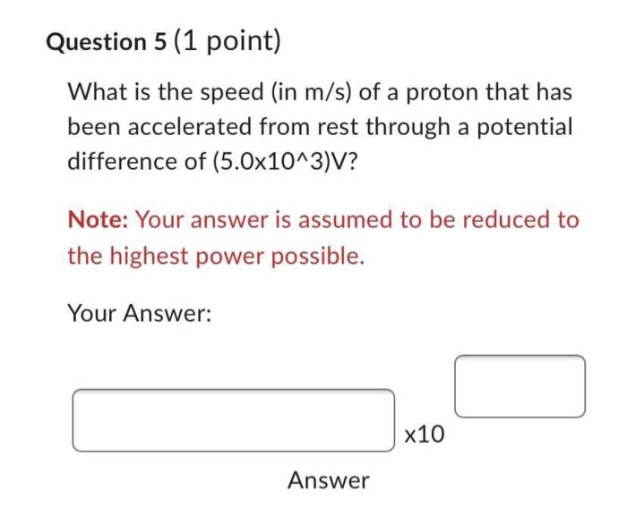 Solved Question 5 (1 point) What is the speed (in m/s ) of a | Chegg.com