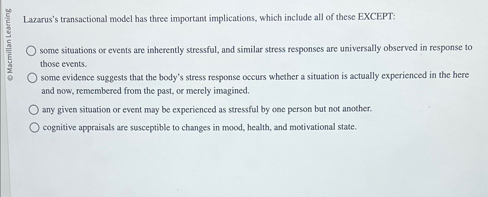 Solved Lazarus's transactional model has three important | Chegg.com