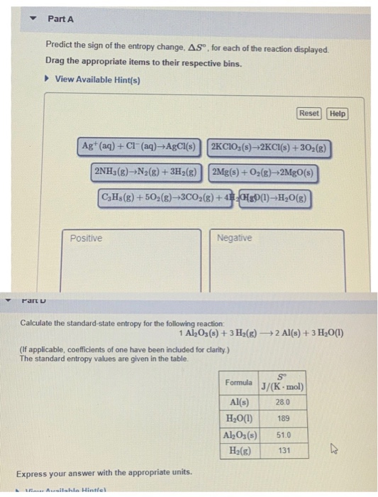 Solved Part A Predict the sign of the entropy change. AS, | Chegg.com