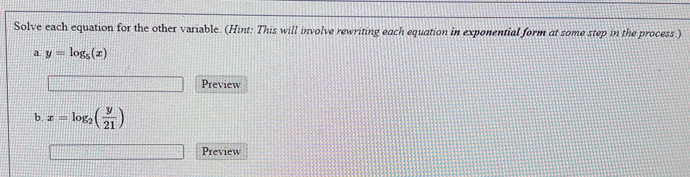 Solved Solve each equation for the other variable. (Hint: | Chegg.com