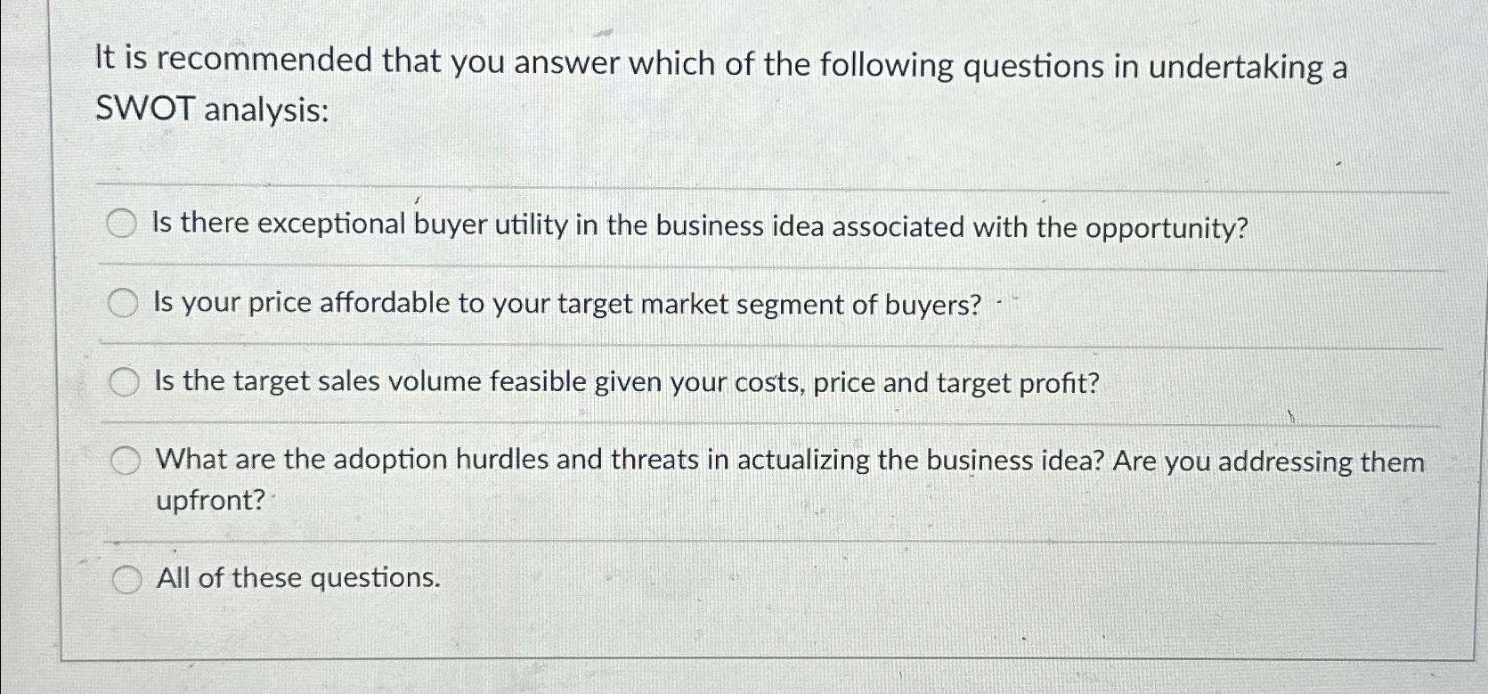 Solved It is recommended that you answer which of the | Chegg.com