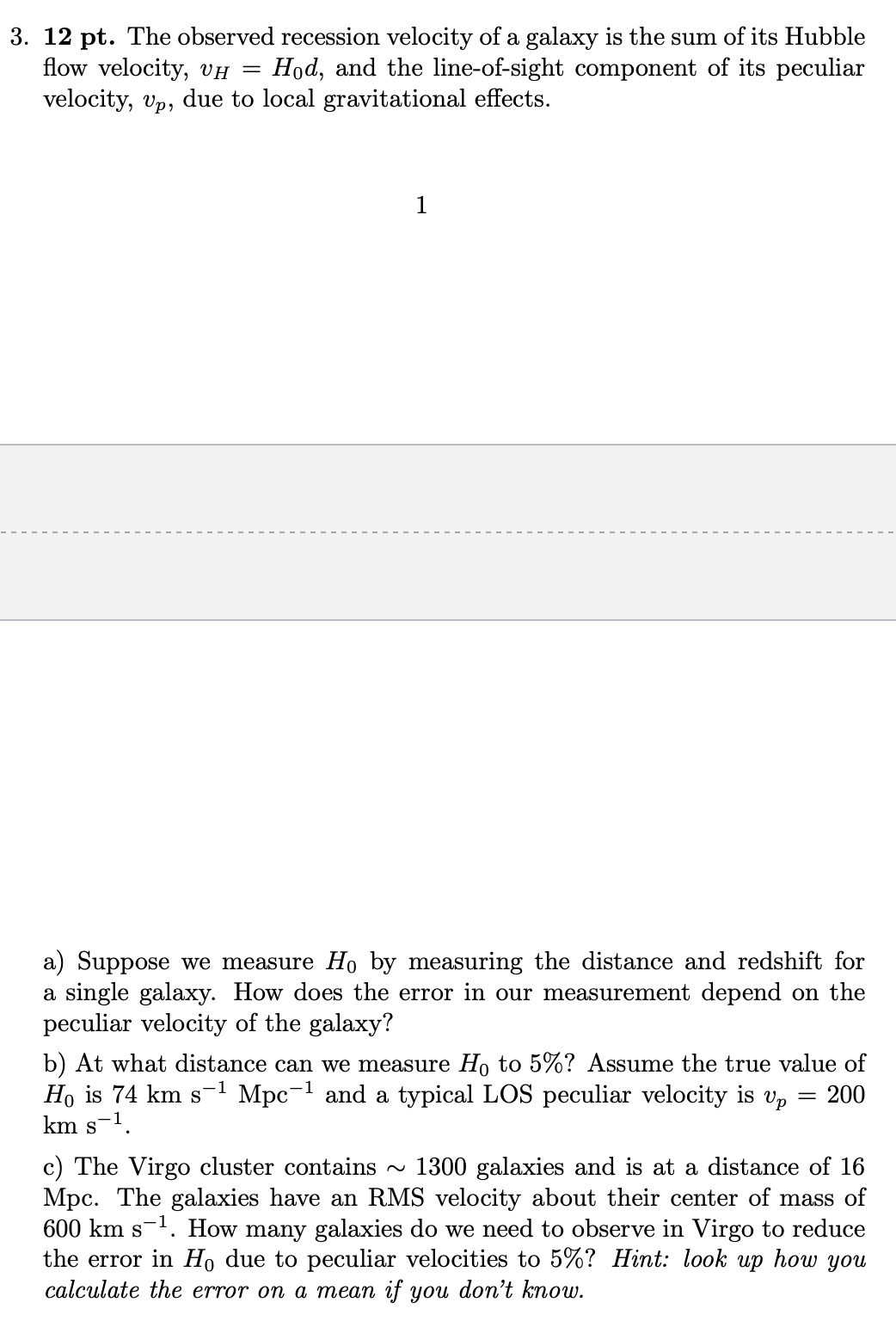 Solved 12 ﻿pt. ﻿The observed recession velocity of a galaxy | Chegg.com