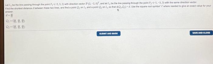 Solved Let L1 be the line passing through the point | Chegg.com