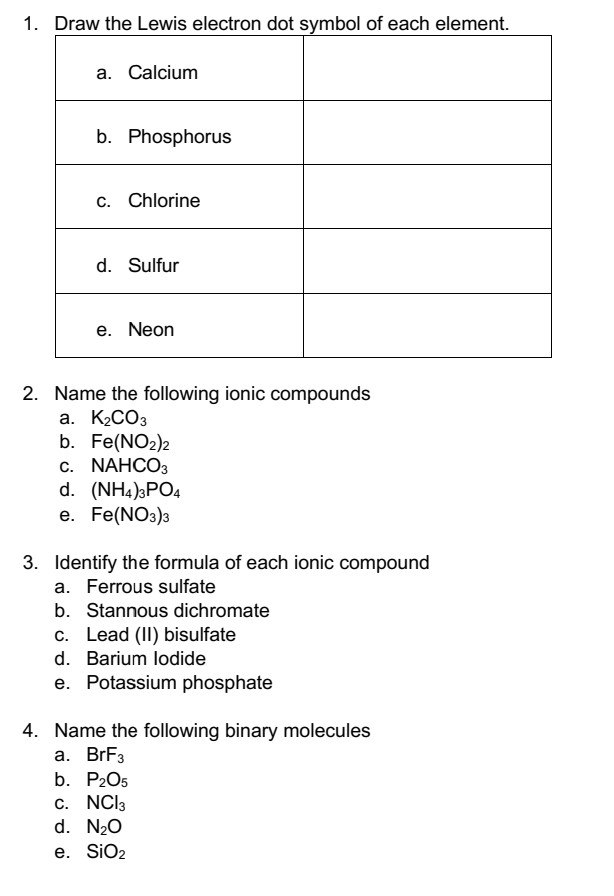 Solved Draw the Lewis electron dot symbol of each | Chegg.com