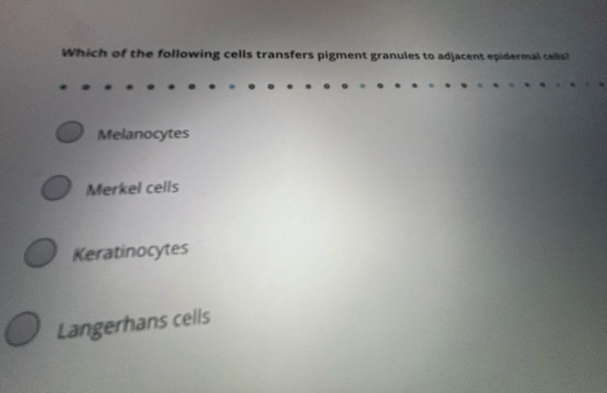 Solved Which of the following cells transfers pigment | Chegg.com