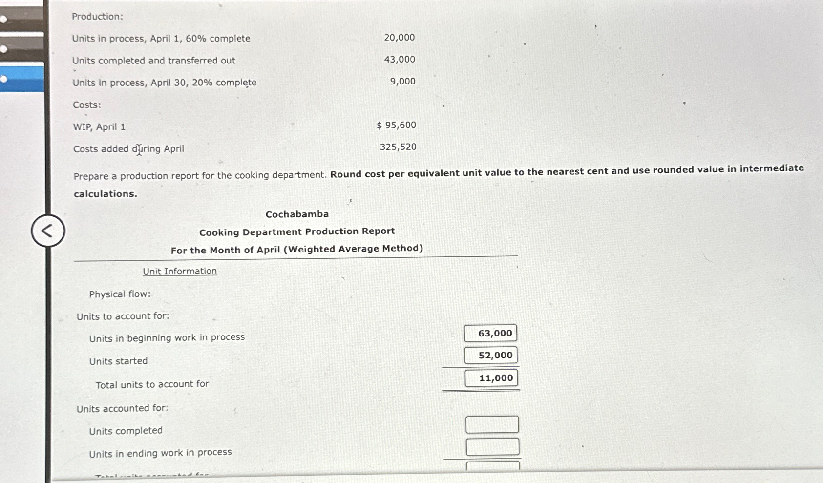 Solved Production:Units in process, April 1, 60% | Chegg.com