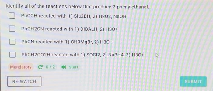 Solved Identify all of the reactions below that produce | Chegg.com