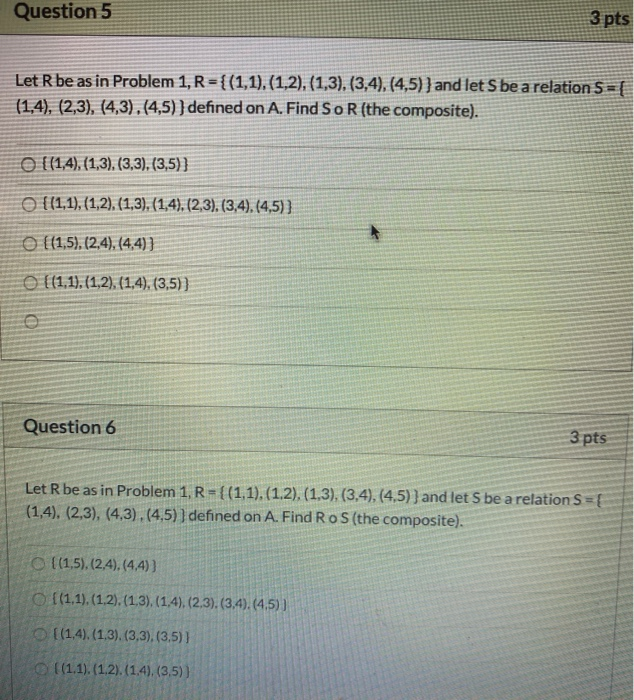 Solved Question 5 3 pts Let Rbe as in Problem 1, R = | Chegg.com