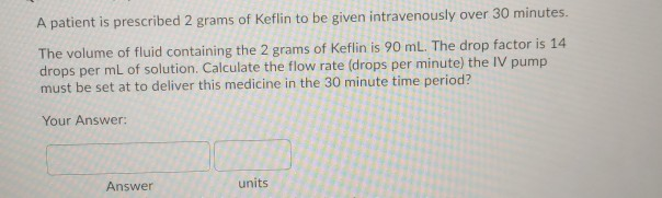 Solved A patient is prescribed 2 grams of Keflin to be given | Chegg.com