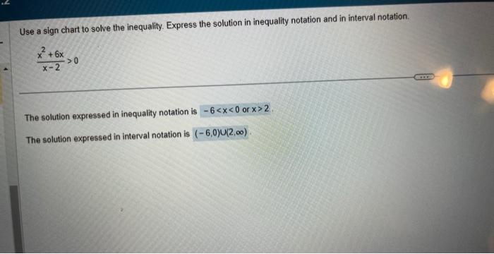 Solved Use a sign chart to solve the inequality. Express the | Chegg.com