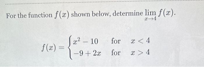 Solved For the function f(x) shown below, determine | Chegg.com