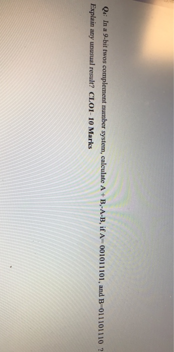 Solved Q1: In a 9-bit twos complement number system, | Chegg.com
