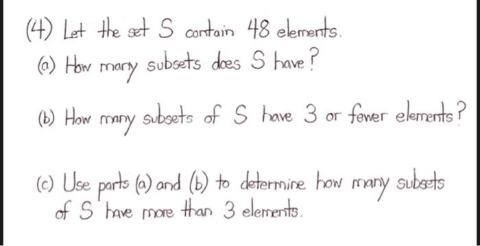 Solved (4) Let the set s contain 48 elements. @) How mary | Chegg.com