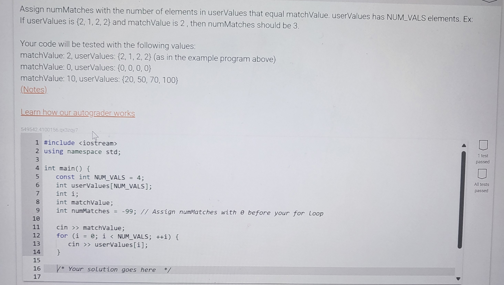 using c++ ﻿assign numMatches with the number of | Chegg.com