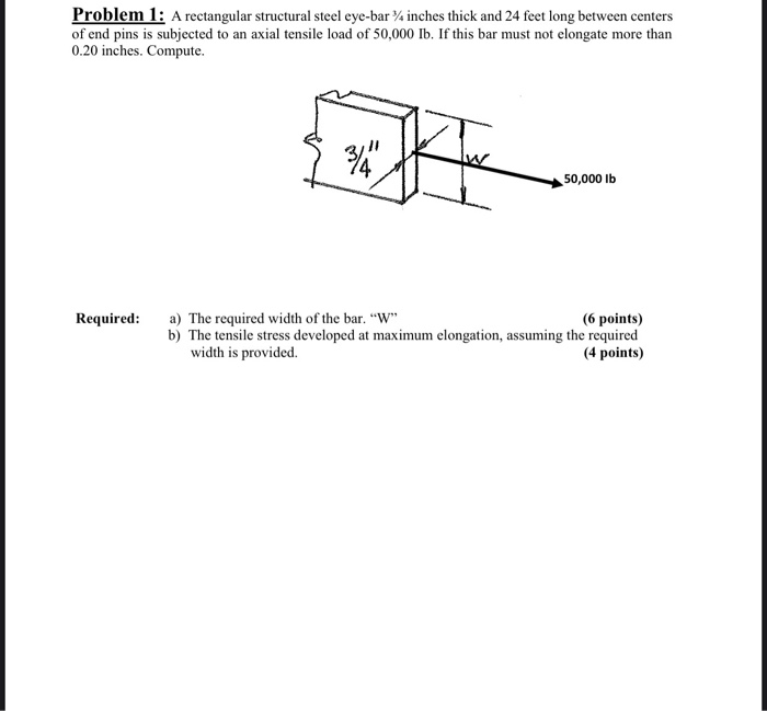 Solved Problem 1: A rectangular structural steel eye-bar | Chegg.com
