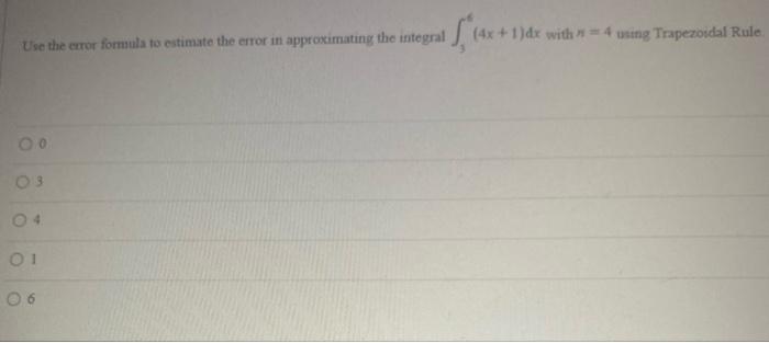 Solved Use the exor formula to estimate the error in | Chegg.com