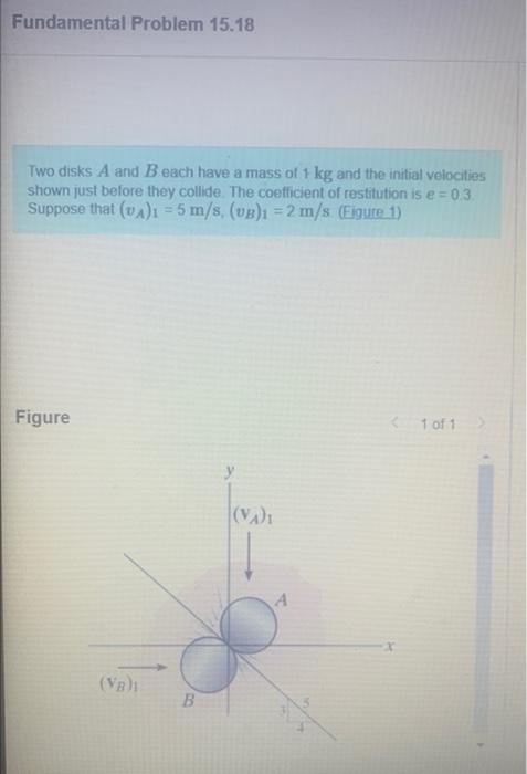 Solved Two disks A and B each have a mass of 1 kg and the | Chegg.com