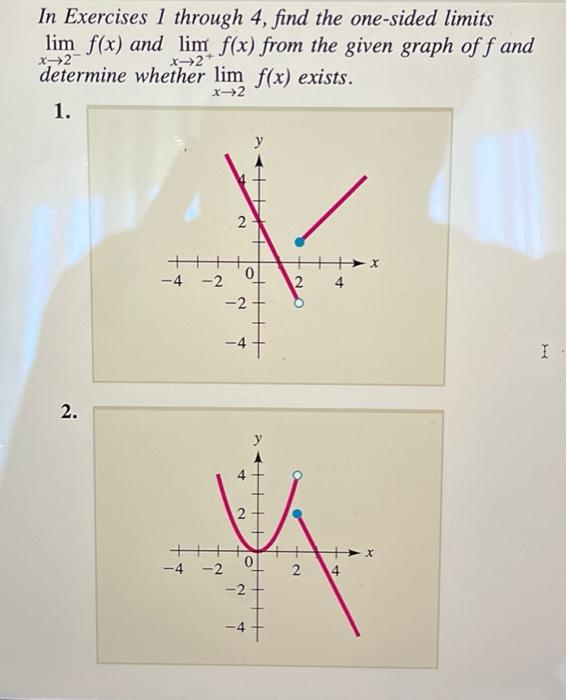 Solved In Exercises 1 through 4, find the one-sided limits | Chegg.com