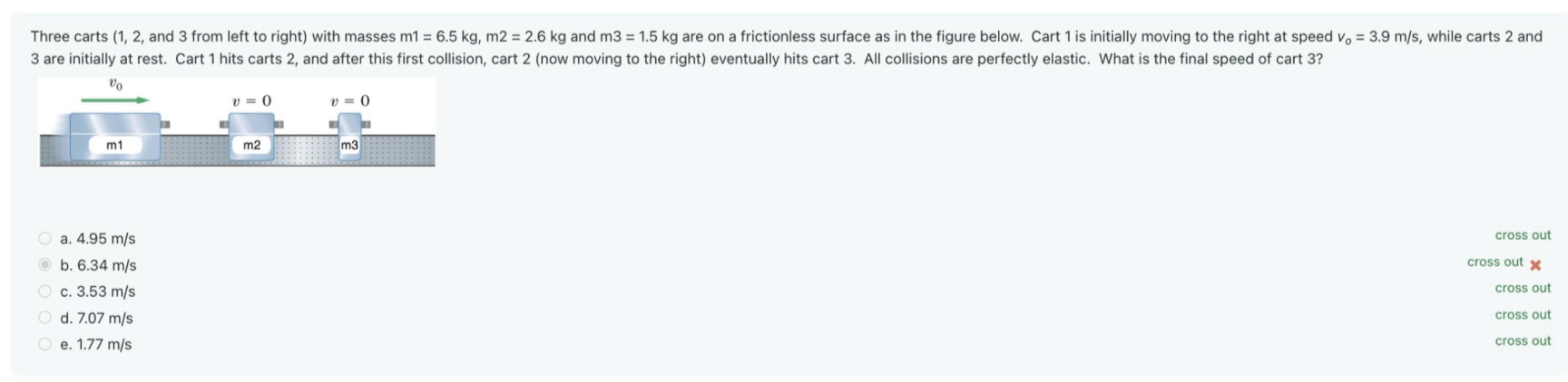 Solved Three carts , ﻿and 3 ﻿from left to right) ﻿with | Chegg.com