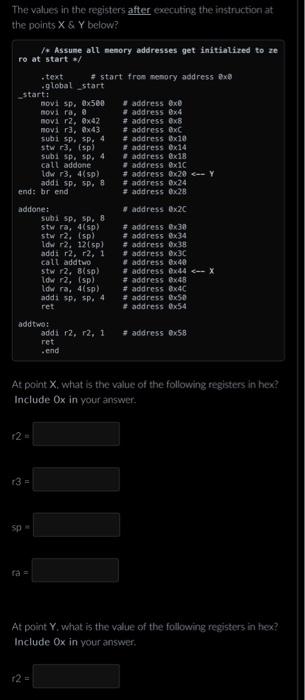Solved The values in the registers after executing the | Chegg.com