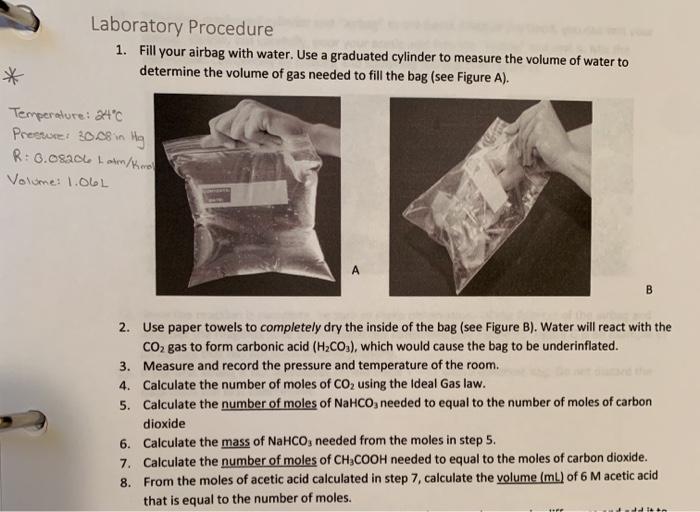 Solved Laboratory Procedure 1. Fill your airbag with water. | Chegg.com