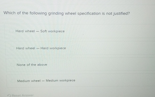 Solved Which of the following grinding wheel specification | Chegg.com