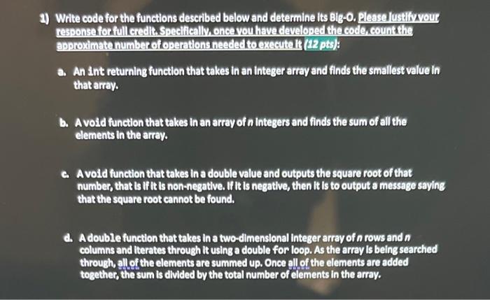 Solved 1) Write code for the functions described below and | Chegg.com