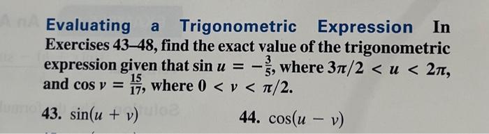 Solved Expression In A nA Evaluating a Trigonometric | Chegg.com