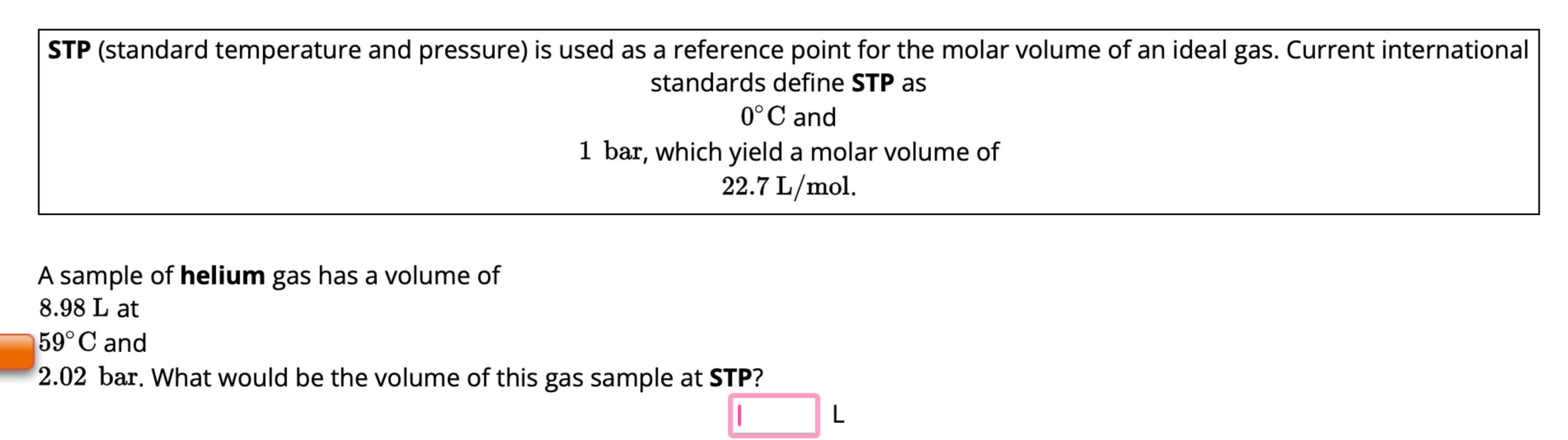 Solved STP (standard temperature and pressure) ﻿is used as a | Chegg.com