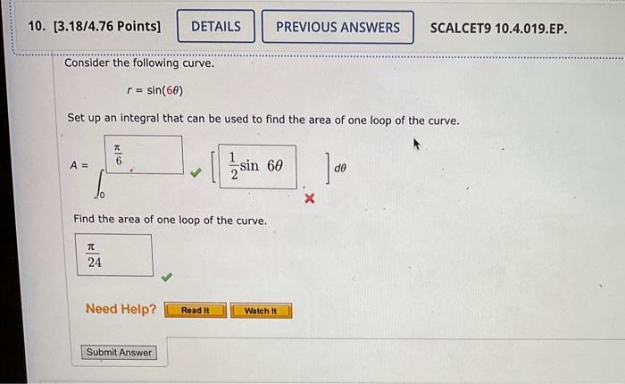 Solved Consider the following curve. r=sin(6θ) Set up an | Chegg.com