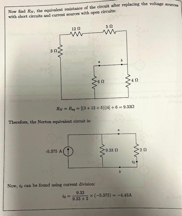 Solved 10. Find io using Norton's Theorem. At Node A: 3 Ω. | Chegg.com