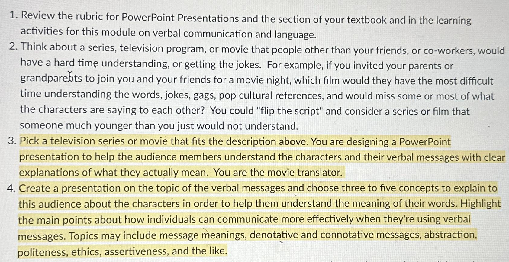 Solved Review the rubric for PowerPoint Presentations and | Chegg.com