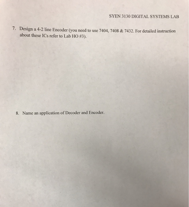 Solved SYEN 3130 DIGITAL SYSTEMS LAB Lab #9-10 Objectives: | Chegg.com