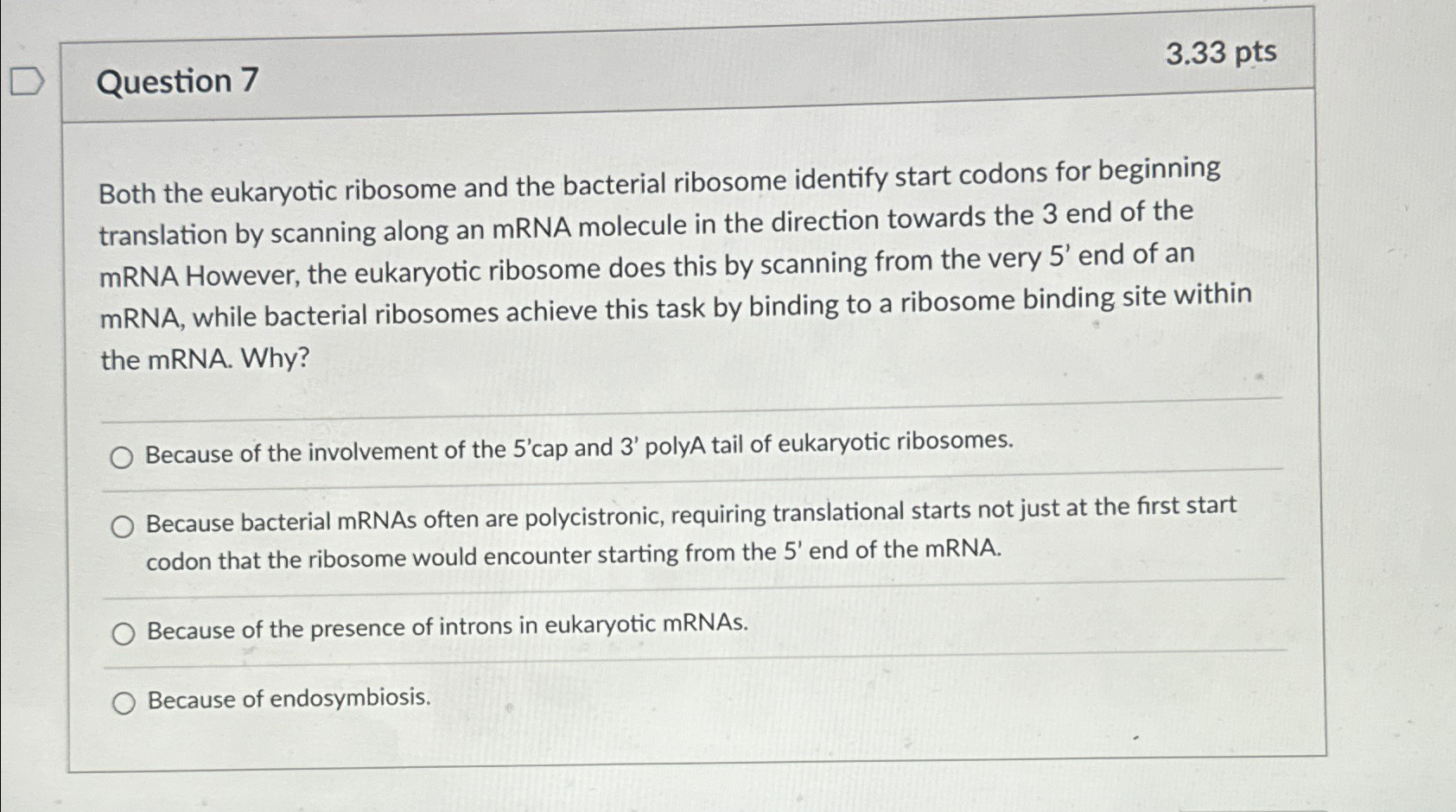 Solved Question 73.33 ﻿ptsBoth the eukaryotic ribosome and | Chegg.com
